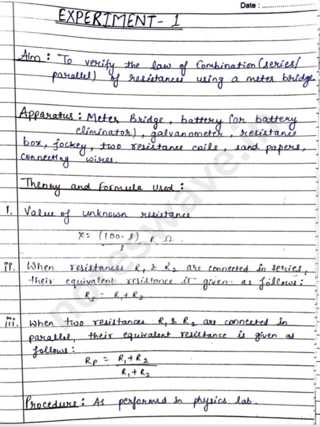 CBSE Class 12 Physics Practical File pdf Section A Experiment 3 2024-25